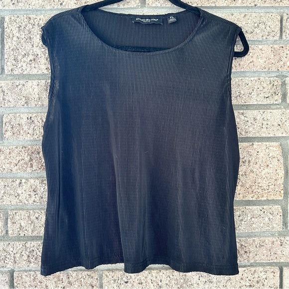 Vintage | Tops | Vintage Black Plisse Tank | Poshmark
